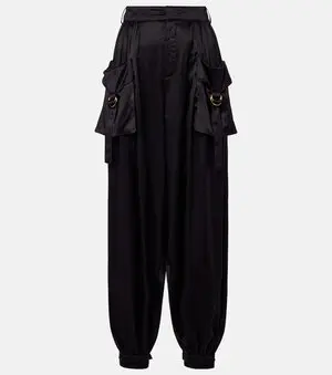 Chloé High-rise Silk Satin Cargo Pants - Black