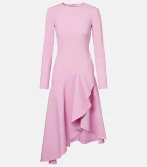 Oscar De La Renta Asymmetric Wool-blend Cocktail Dress - Pink