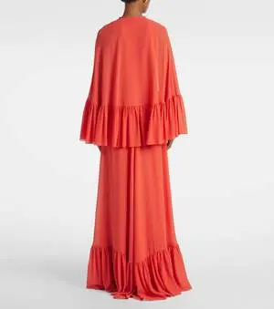 Valentino Garavani Caped Silk Georgette Maxi Dress