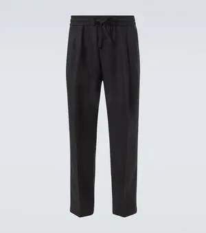 Dolce & Gabbana Linen Straight Leg Trousers - Black
