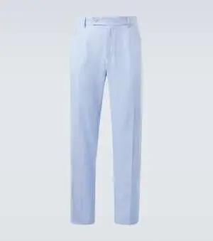 Dolce & Gabbana Linen Straight Leg Trousers - Blue