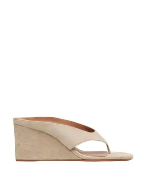 ALAÏA Cube 75 Suede Wedge Thong Sandals