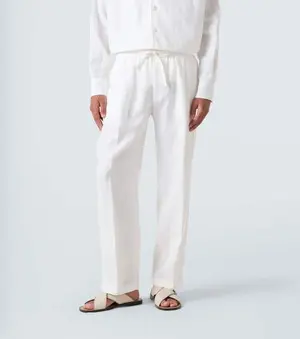 Dolce & Gabbana Linen Straight Pants - White