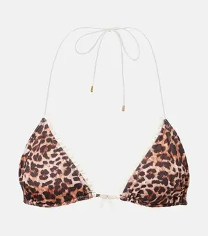 BANANHOT Flora Leopard-print Bikini Top - Brown
