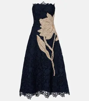 Costarellos Mariela Appliqué Lace Gown - Blue
