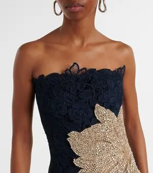 Costarellos Mariela Appliqué Lace Gown
