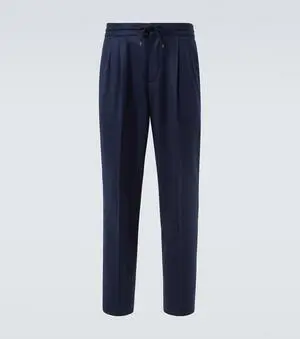 Brunello Cucinelli Virgin Wool Straight Trousers - Blue