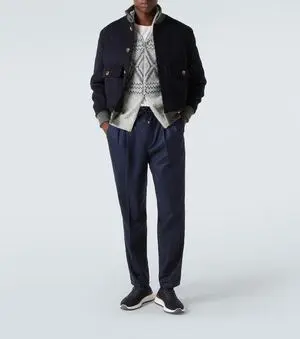 Brunello Cucinelli Virgin Wool Straight Trousers - Blue