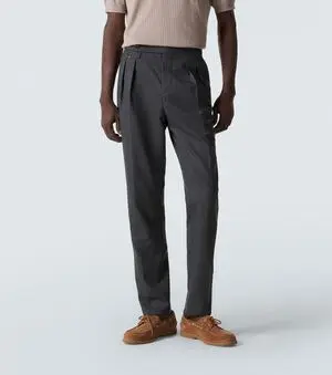 Brunello Cucinelli Virgin Wool Straight Trousers - Grey