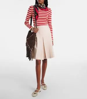 Valentino Garavani Suede Shoulder Bag With Embellishments And Fringe - Brown