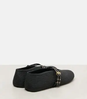 Alaïa Leather-trimmed Ballet Flats - Black