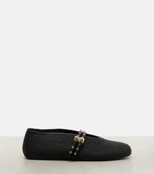 Alaïa Leather-trimmed Ballet Flats - Black