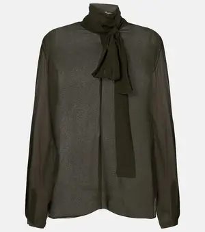 Alaïa Crêpe Georgette Blouse - Green