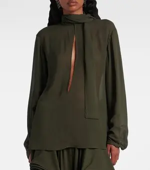 Alaïa Crêpe Georgette Blouse - Green