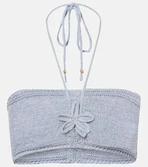 BANANHOT Zorya Halterneck Lamé Top - Blue