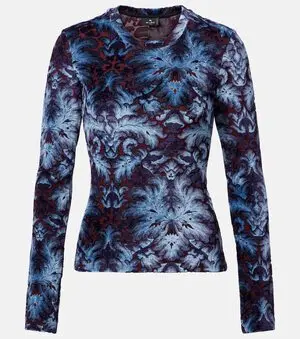 Etro Printed Jersey Top - Blue