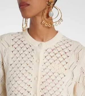 Chloé Ruffled Cotton, Wool, And Silk Cardigan - White