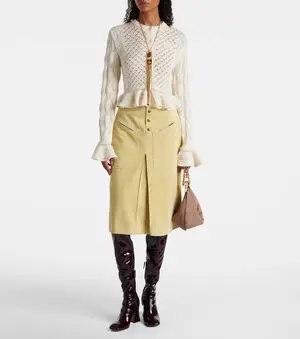 Chloé Ruffled Cotton, Wool, And Silk Cardigan - White