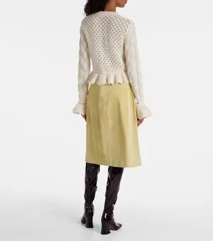 Chloé Ruffled Cotton, Wool, And Silk Cardigan - White