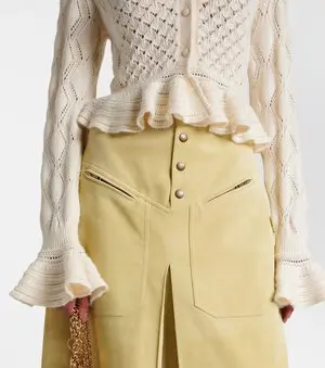 Chloé Ruffled Cotton, Wool, And Silk Cardigan - White