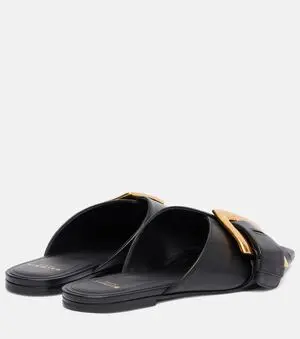 Balmain Anthem Leather Sandals - Black