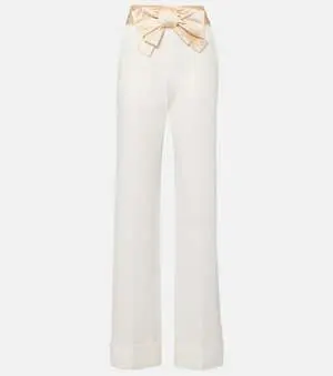 Valentino Garavani High-rise Cotton And Linen Straight Pants - White