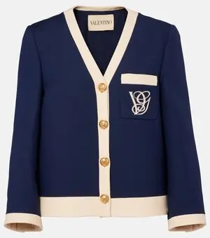Valentino Garavani Embroidered Wool And Silk Jacket - Blue