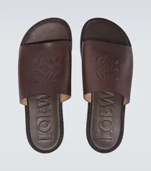 Loewe Paula's Ibiza Flex Anagram Leather Slides - Burgundy