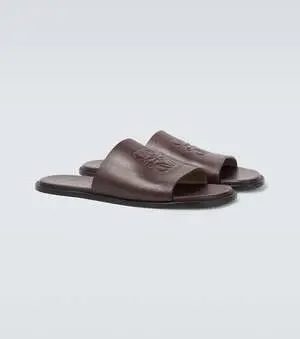 Loewe Paula's Ibiza Flex Anagram Leather Slides - Burgundy