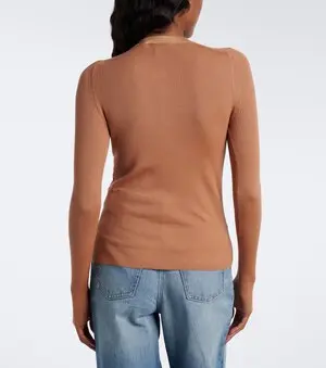 Chloé Ribbed-knit Henley Shirt - Pink