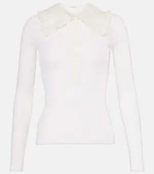 Chloé Ribbed-knit Henley Shirt - White
