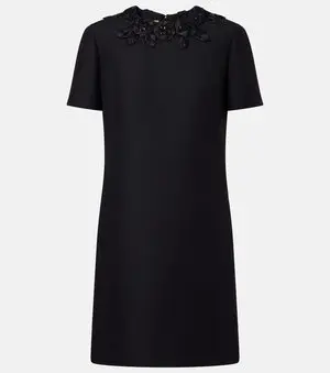 Valentino Garavani Embellished Wool And Silk Minidress - Black