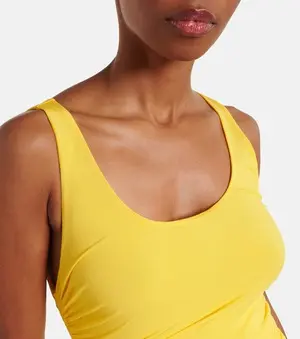 Alaïa Asymmetric Gathered Jersey Midi Dress