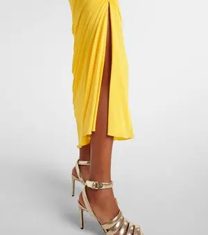 Alaïa Asymmetric Gathered Jersey Midi Dress