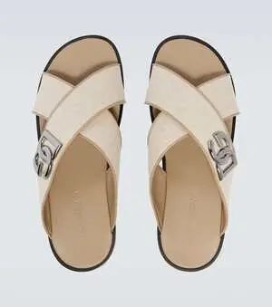 Dolce & Gabbana Leather-trimmed Canvas Slides