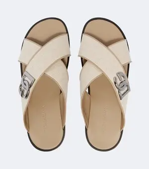 Dolce & Gabbana Leather-trimmed Canvas Slides