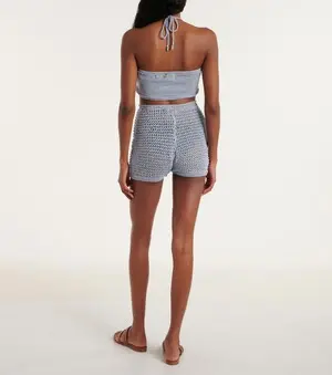BANANHOT Zorya Open-knit Metallic Shorts - Blue