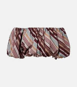 ADRIANA DEGREAS Striped Off-shoulder Crop Top - Multicoloured