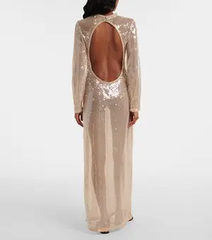 ADRIANA DEGREAS Sequined Maxi Dress