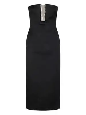 David Koma Rhinestone-embellished Midi Dress - Black