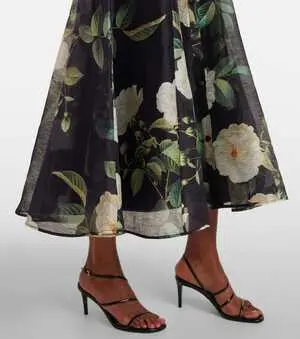 LEO LIN Katrina Floral Linen-blend Midi Dress