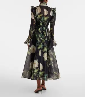 LEO LIN Katrina Floral Linen-blend Midi Dress