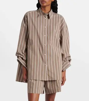 Brunello Cucinelli Monili Striped Cotton-blend Poplin Shirt