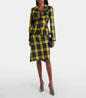 VIVIENNE WESTWOOD Plaid Virgin Wool Cloverleaf Lapel Blazer