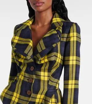 VIVIENNE WESTWOOD Plaid Virgin Wool Cloverleaf Lapel Blazer