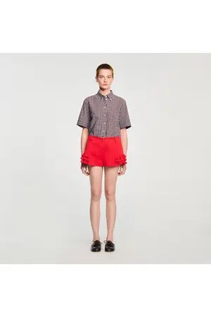 Sandro Flared Ruffled Shorts