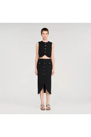 Sandro Buttoned Midi Skirt