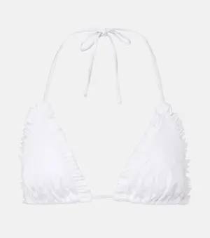 Chloé Broderie Anglaise Ruffled Bikini Top - White
