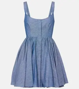 Alaïa Chambray Bustier Dress - Blue