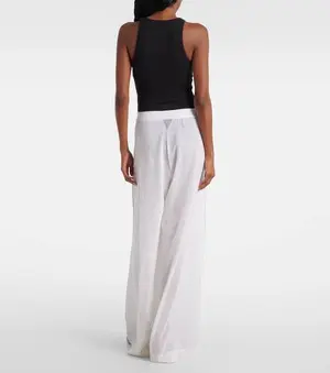 Alaïa Linen And Silk Wide-leg Pants - White